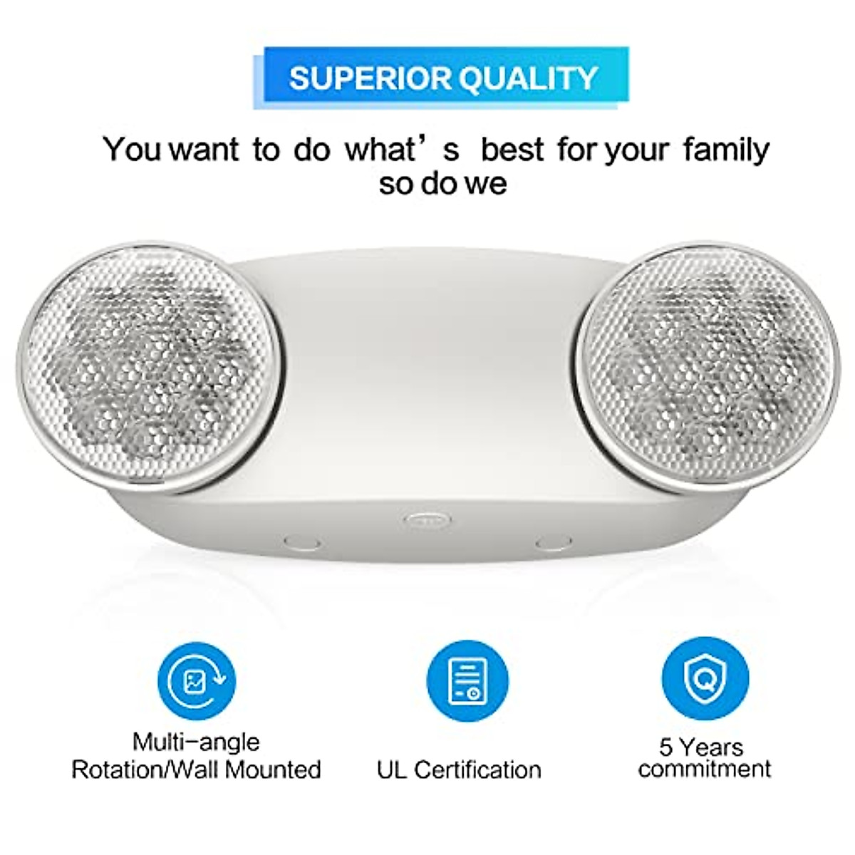 SPECTSUN 8 Pack LED Exit Emergency Light Combo with Battery Backup-US Standard Commercial Corded Emergency Exit Sign Lights for Home Power Failure,UL 924 Certified,Elm2 Emergency Lighting Exit Signs