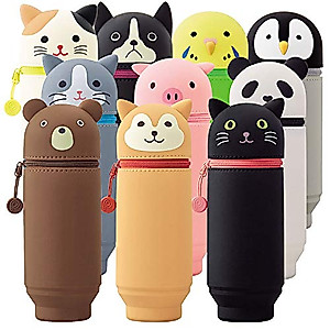 LIHIT LAB Kawaii Japanese Panda Large Stand Up Pencil Case For School Office College, Cute School Supplies, Animal Pen Holder Pencil Pouch Holder Girls, Artist Pencil Case, Panda (A7714-6)