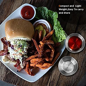 BILLIOTEAM 6 Pcs Stainless Steel Sauce Dishes, Round Seasoning Bowls, Mini Appetizer Plates, Sushi Dipping Bowl Mixing Saucers (3.15 x 1.18 Inch)