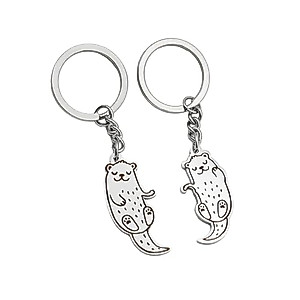 HISYI fashion keychain 2 Pack Cute Animal Keychain Set Car Keychain Otters Key Holder Stainless Steel Bag Pendant Gift for Besties, As Shown in the Figure