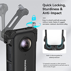 SmallRig Aluminum Frame Cage for Insta360 X3, Protective Case for Insta 360 X3, with 1/4" Threads, Cold Shoe Mount, Folding Fingers, Silicone Lens Cap - 4088B