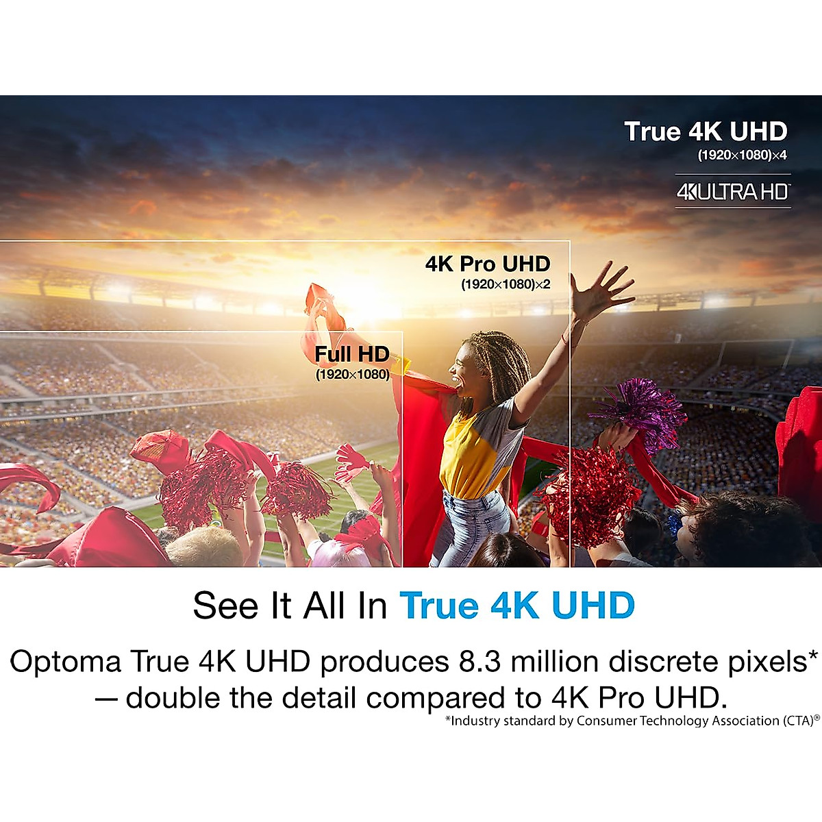 Optoma UHD38x Bright, True 4K UHD Gaming Projector | 4000 Lumens | 4.2ms Response Time at 1080p with Enhanced Gaming Mode | Lowest Input Lag on 4K Projector | 240Hz Refresh Rate | HDR10 & HLG