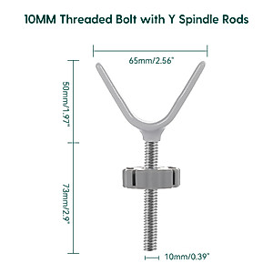 Babelio Baby Gate Stairs Banister Adapter-Y Threaded Spindle Rods for Pressure Mounted for Child & Pet Safety Gates with Extra Long Wall Mounting Screws Rod & Bolts (10MM)