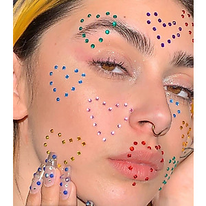2752 Pcs Self Adhesive Rhinestones for Makeup 16 Sheets 16 Colors Eye Nail Gems Face Jewels Stick on, DIY Craft Nail Art Makeup hair Rave Festival Accessories Costume for Women
