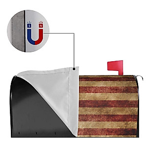 Mount Hour Retro American Flag Mailbox Covers Magnetic Post Box Cover Wraps Standard Size 21x18 Inches for Garden Yard Decor