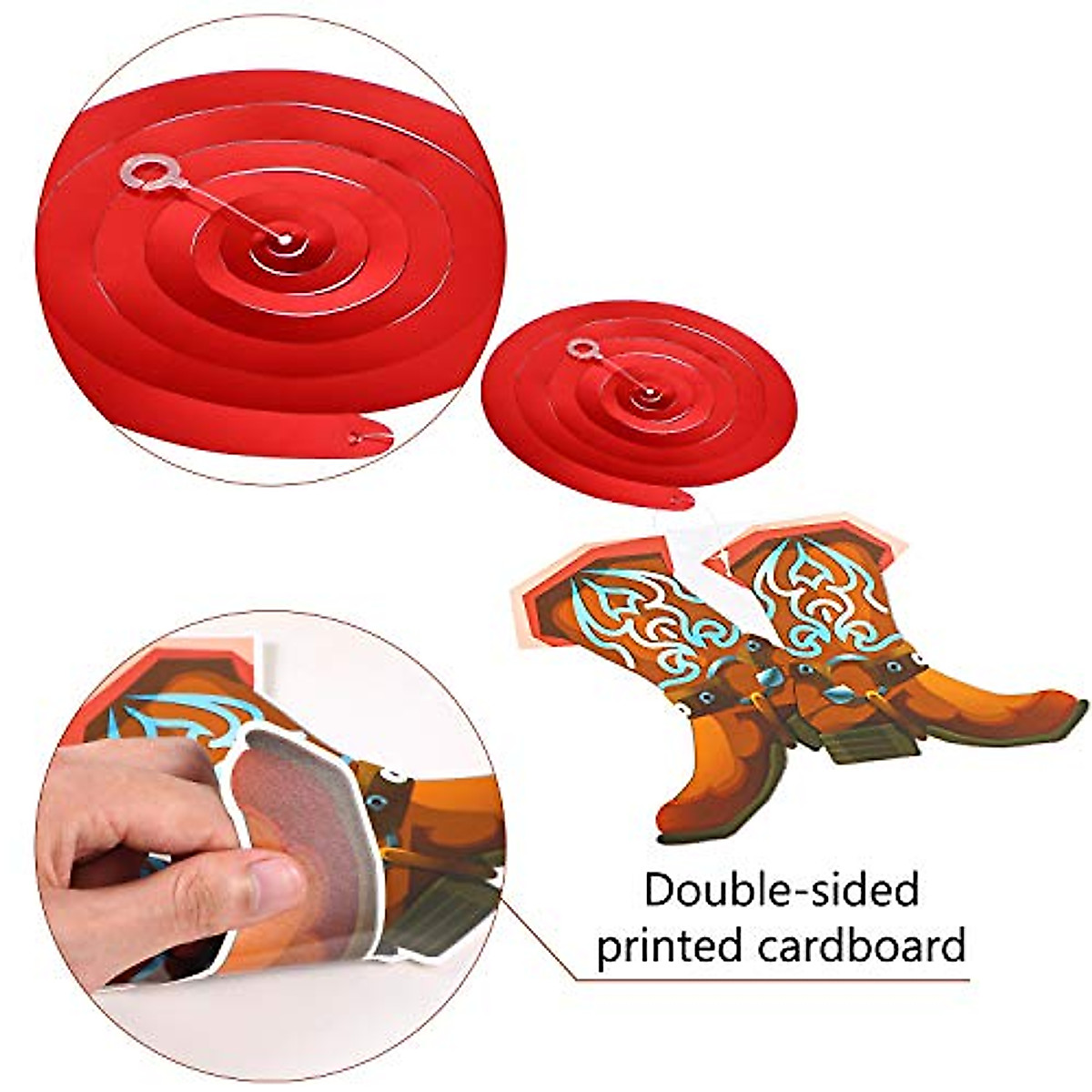 Blulu Western Party Decorations Pack Hanging Swirls Foil Swirls Party Ceiling Decorations Western Cowboy Theme Party Barnyard Theme Birthday Baby Shower Decor Event Supplies 30Ct