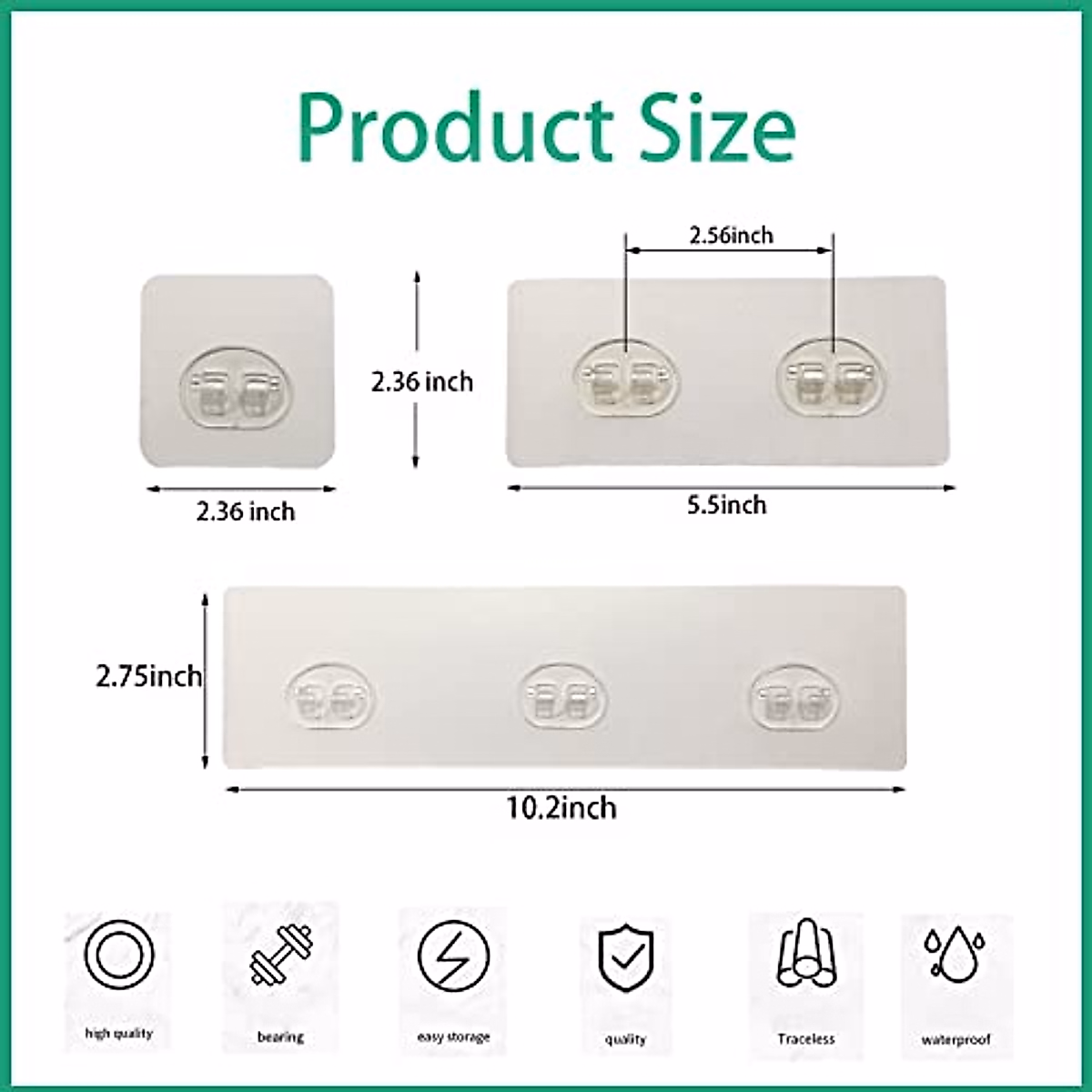 KFZDCG 12 Pack Shower Caddy Adhesive Hooks Replacement, Sticker Shelf Basket Strips Suction Hooks Waterproof Transparent Hooks, No Drilling Wall Adhesives Hook for Shower Caddy(3 Styles)