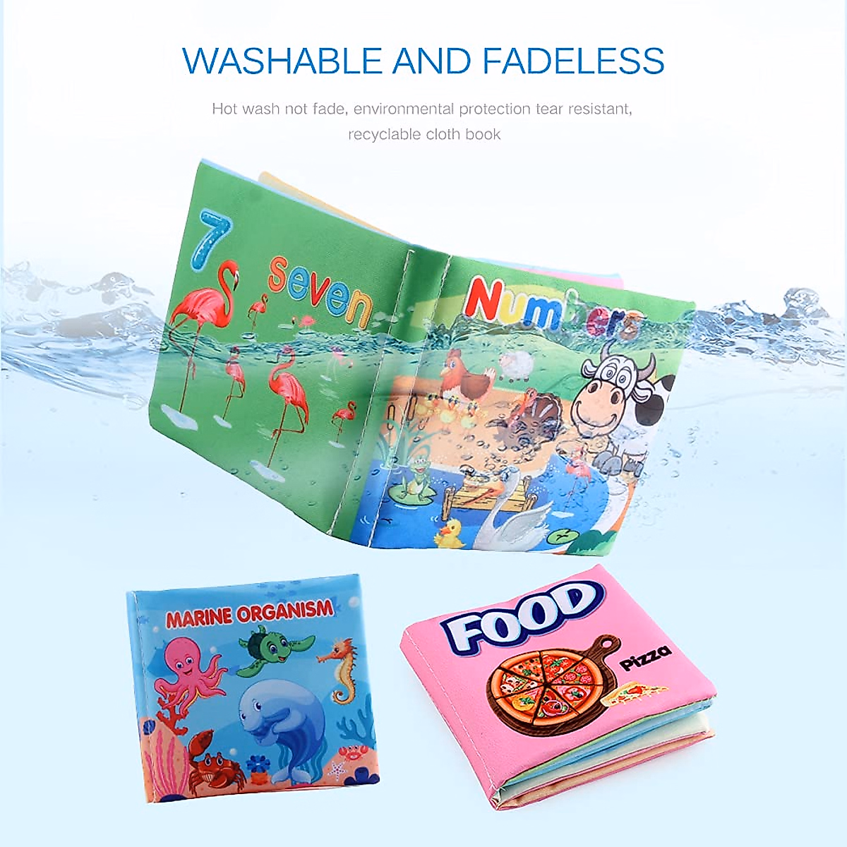 Koo-dib Baby Sensory Crinkle Cloth Bath Soft Tummy Time Toys Touch and Feel First Books for Babies Infants 0-6-12 Months Pack of 6 Baby Soft Crinkle Fabric for Baby Small Infant Quiet Busy Book