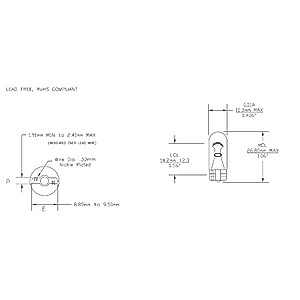 CEC Industries 555 6.3V, 0.25A, 1.575W, T3.25 Miniature Light Bulbs (Box of 10)