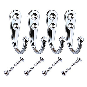 Sunmns 24 Pieces Coat Hooks Single Wall Mounted Robe Hook Hanger with 50 Pieces Screws (Silvery)
