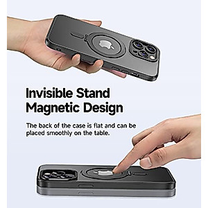 MAGIC JOHN Magnetic Case for iPhone 14 Pro Max Phone Case [Compatible with Magsafe] [with Magnetic Mental Stand][Military Grade Shockproof][Anti Yellowing],Black