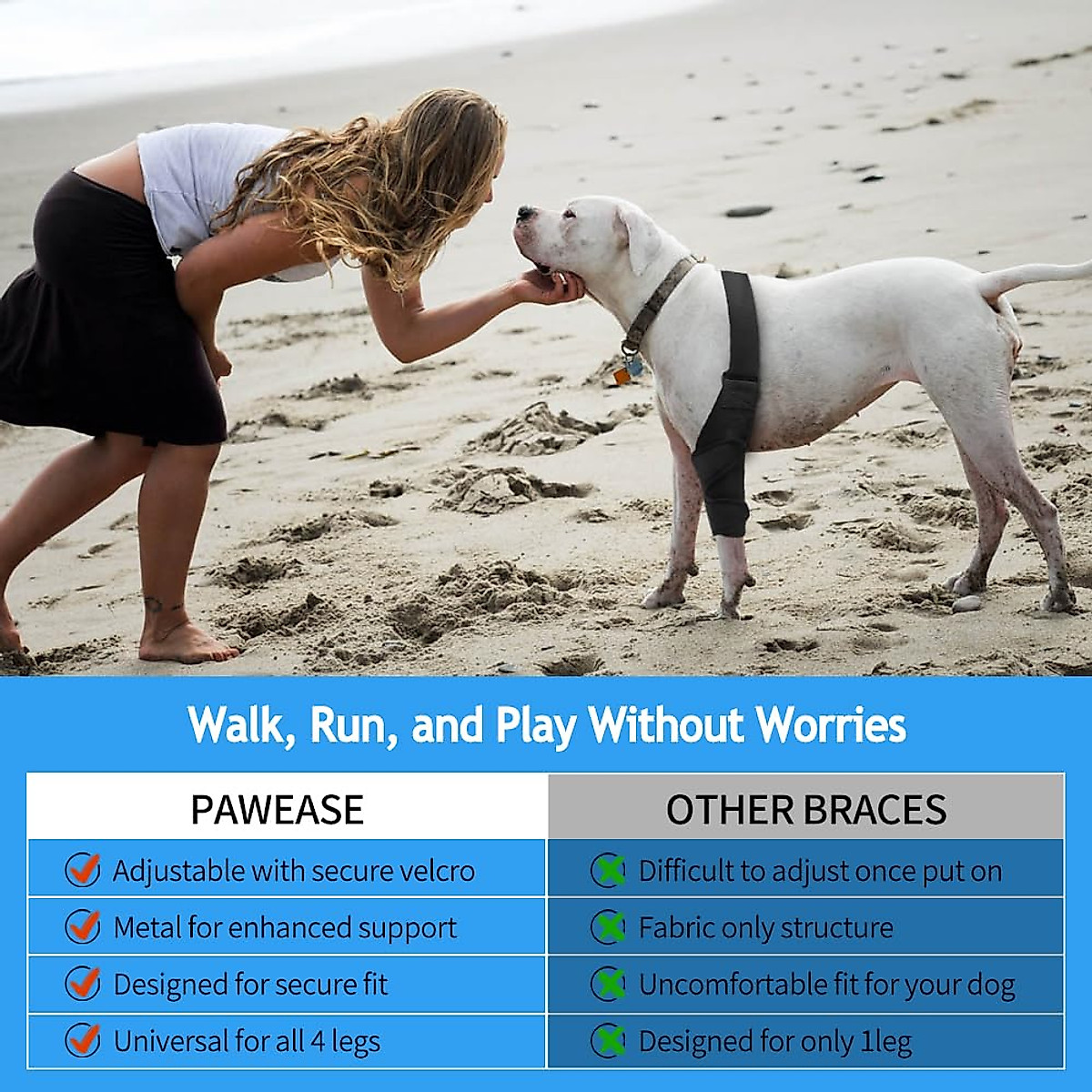 TONTONJIA Dog Knee Brace for Torn Acl Hind Leg Adjustable Dog Back Leg Support Brace, Dog Leg Brace for Hip Dysplasia, Better Recovery with Dog ACL Knee Brace (Medium)