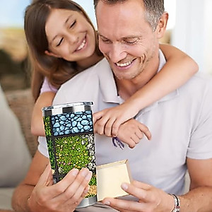 FOCIUZTA 20oz Pixel Art Tumbler with lid, Travel Coffee Cup, Ideal for Easter, Gaming Enthusiast, Mother Day, and birthday gifts