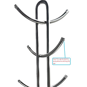 FitWell Mug Holder for Counters,Holds 8 Large Mugs,Coffee Mug Tree for Countertops,Mug Holder Stand,Space Saver for Kitchen Cabinets, Portable Coffee Mug Holder (Chrome)