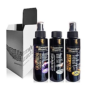 Milwaukee Muscle - 4oz Graphene Ceramic Coating Detail Wax, Wash & Interior Cleaner Travel Pack - The Best Protection Against Scratches, Swirls, Paint Chips, No Buff, 6 month Protection, Insane Shine, & Stronger than Car Wax - The Perfect On-The-Go Cleani