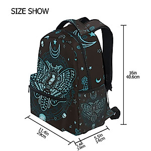 MNSRUU School Backpack Butterfly Skull Mysticism College Knapsack Laptop Rucksack Business Travel Computer Bookbags for Adult Teen One Size