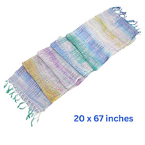 Cotton Scarf for Spring, Color Shade Scarves for Women, Colorful Wrap Shawl, Soft Swimwear Cover, Handmade Knitted Scarfs (Indigo)