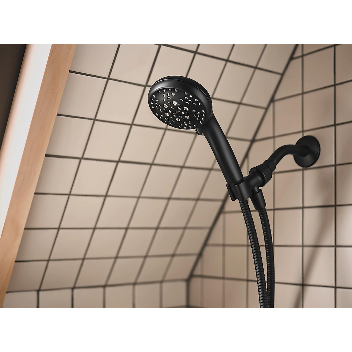 Moen Beric Matte Black Single Handle Modern Tub and Shower Faucet with Handshower, Valve Included, 82775BL