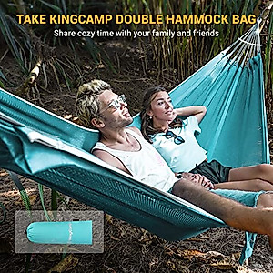 KingCamp Double Mesh Hammock, Camping Hammock Breathable Portable Outdoor/Indoor Hammocks Tree Hammock for Camping Backpacking, Hiking, Backyard, Beach Support to 440lbs with 2 Tree Straps (Cyan)