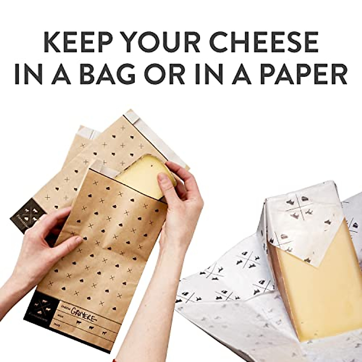 Formaticum Cheese Storage Bags with Storage Paper & Adhesive Labels - Wax Paper Bags & Paper - Cheese Paper for Wrapping Cheese - Porous Brown Paper Bags 6 x 11 (15 x Bags, Sheets & Labels)