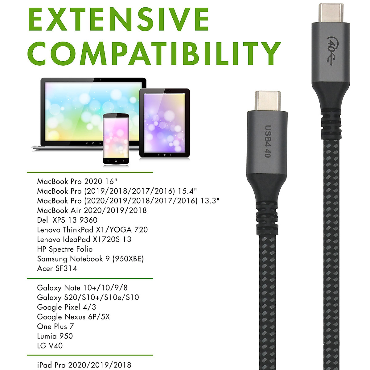 Vebner 6-Inch Extra Short USB4 Cable - 40Gbps Supports 100W (20V, 5A) Charging - Compatible with Thunderbolt 3 and USB-C (2-Pack)