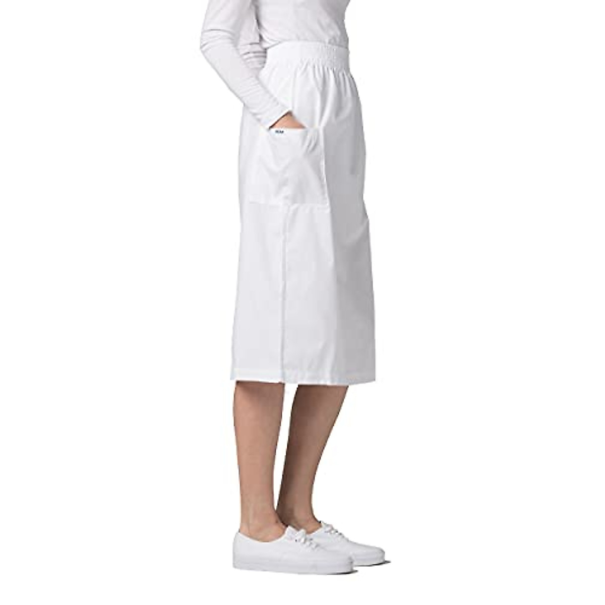 Adar Universal Scrub Skirts for Women - A-Line Cargo Pocket Scrub Skirt - 703 - White - L