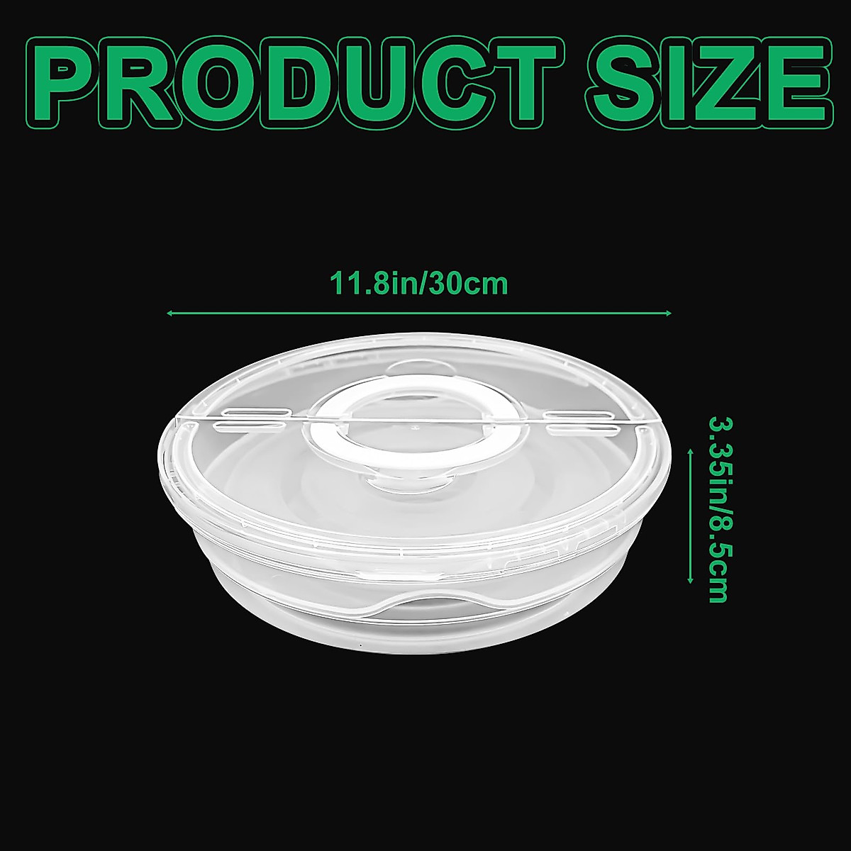 11.5 Inch Clear Pie Containers With Lids and Handle Round Pie Carrier Reusable 2 Compartments Pizza box Leftover Pizza Keeper for Food Cake Cheesecake Tortilla Pastry