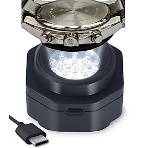 CoolFire - Type-C UV Free Solar Watch Fast Charger for All Eco Solar Watches for Men, Reloj Hombre Portable Battery Charger. for All Kinds of eco Solar Watches. (Black)