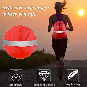 30 Pieces Reflective Drawstring Backpack Bags Sports Gym Cinch Bags Cinch Sack Tote Bags for School Yoga Sport Traveling (Red)