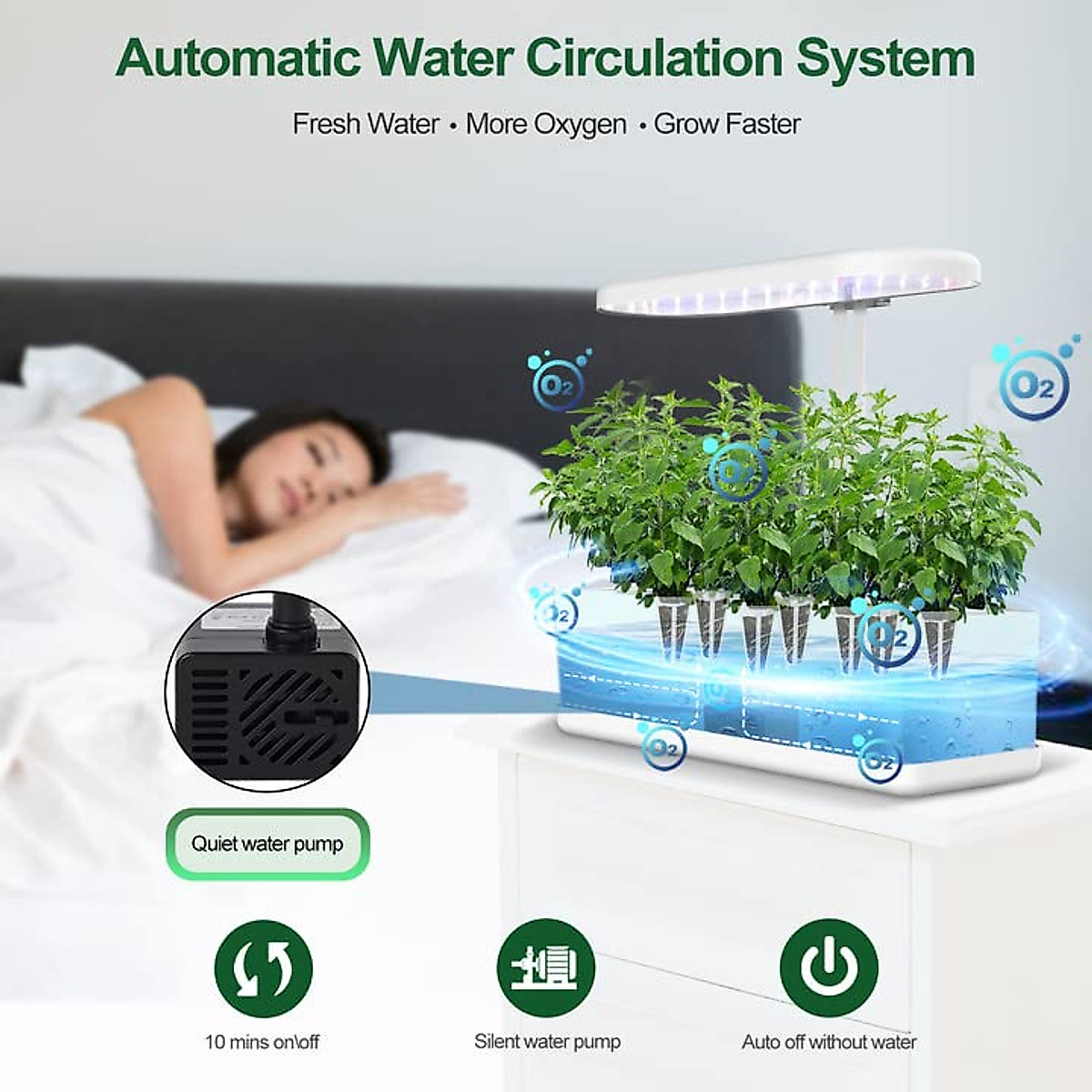 MINEGROW Hydroponics Growing System 10 Pods, Herb Garden Kit Indoor with LED Grow Light, Indoor Garden with Automatic Pump & Timer, Height Adjustable, Indoor Herb Garden Home Decor Gift