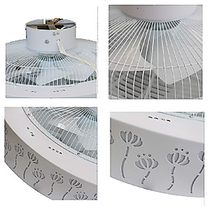 WUPYI Ceiling Fan with Light and Remote Control,22 Inch Modern LED Semi Flush Mount Light Fandelier,Hollow Shade Design,7 Acrylic Blades,3 Colors 3 Speeds,64W,Enclosed Fan,Quiet Motor