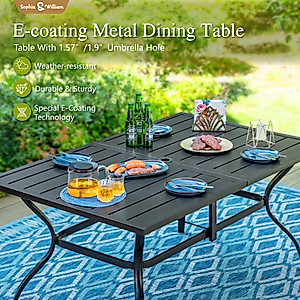 Sophia & William Patio Set with Umbrella 8 Pieces Outdoor Dining Set for 6 with 13ft Double-Sided Patio Umbrella Beige, 6 x Swivel Patio Chairs, 1 Metal Table for Lawn Garden