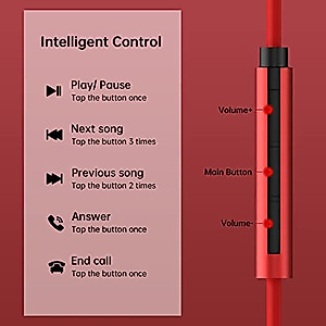 FAPO Lightning Earbuds for iPhone, MFi Certified Wired Earbuds in-Ear Noise Isolation Headphones with Microphone, Headphones for iPhone 13/12/11 Series X/XS/Max/XR iPhone 8/8P/7P(Red)