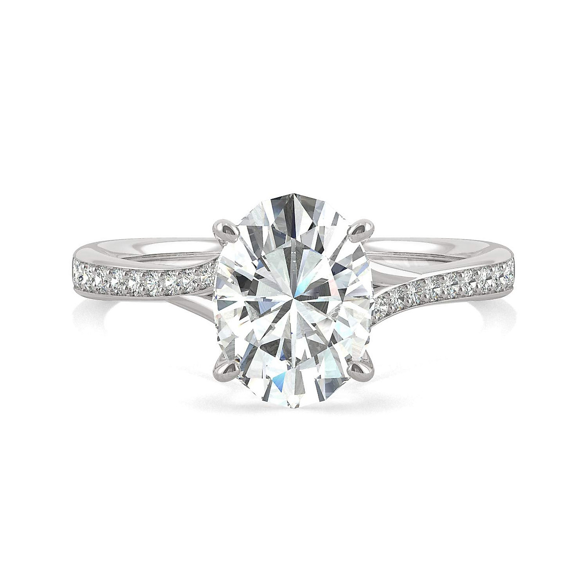 Charles & Colvard Created Moissanite 9x7mm Oval Cut Engagement Ring for Women | 2.25 cttw DEW | Lab Grown | Solid 14K White Gold with Rhodium | Size 7