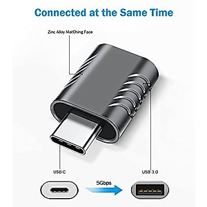 USB to USB C Adapter [2 Pack], USB C Adapter, USB C Male to USB3 Female Adapter Data Transfer,USB Type C to USB Adapter Compatible with MacBook & iPad Pro, More Type C and Thunderbolt 3 Devices, Black