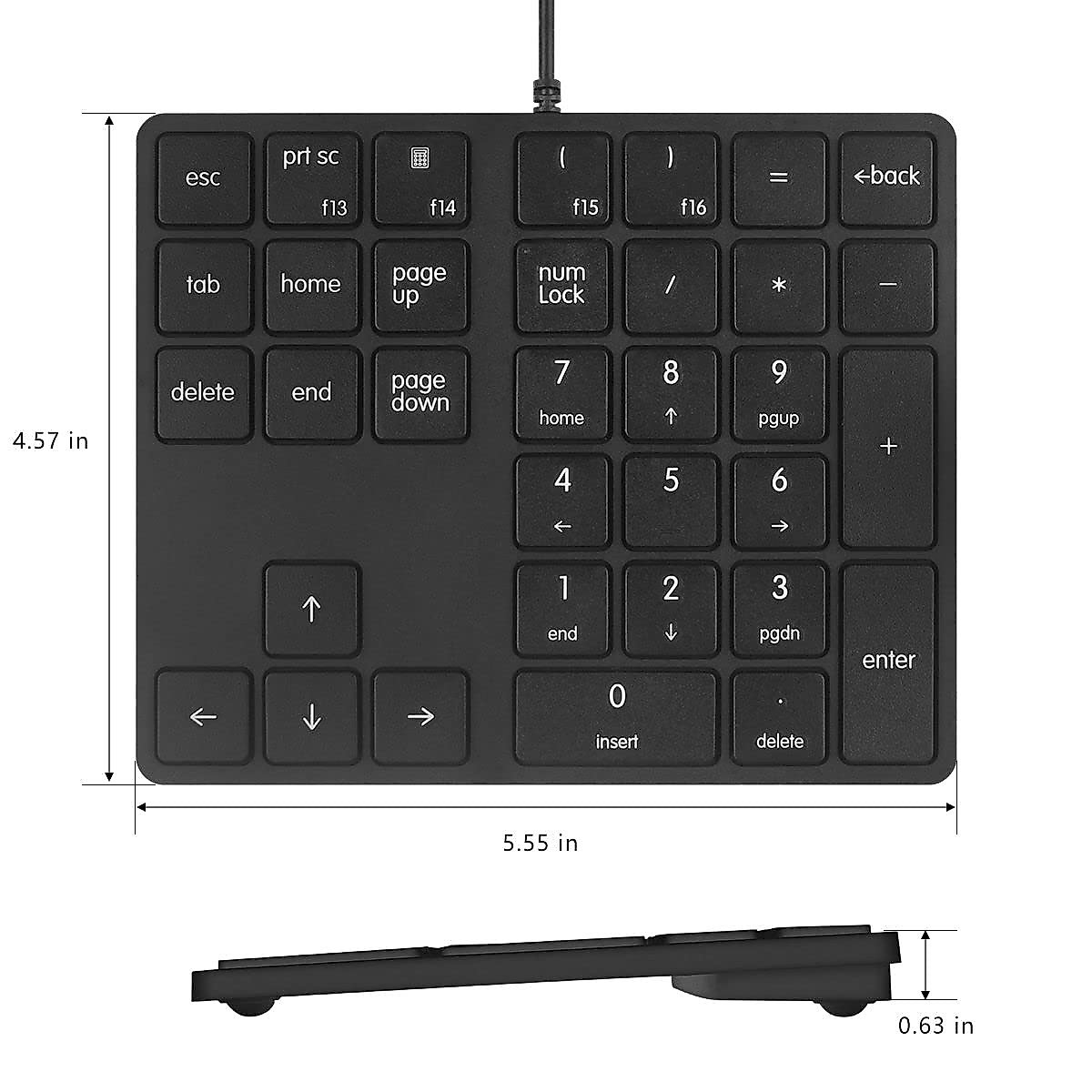 Qisan Numeric Keypad 34 Keys (30%) Mini Multifunctional Wired Number Keypad Black Magicforce | Number Pad for Laptop | Gaming Keypad for Pc | Laptop Accessories | Keypad for Computer-Black Magicforce
