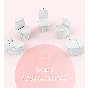 Ultra-Slim Bidet Attachment, Posterior&Feminine Wash-(Retractable Dual Nozzles), Non-Electric Bidet Attachment for Toilet Seat, Adjustable Fresh Cold Water Pressure, Stainless Steel Inlet (White)