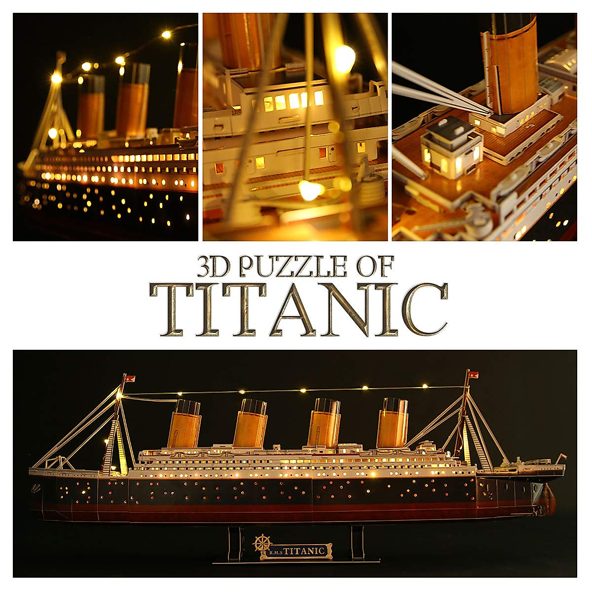 CubicFun 3D Puzzles for Adults - LED Titanic 35'' Large Ship - New Home Desk Decor - House Warming, Wedding, Anniversary, Valentines Day Teacher Gifts for Him Her Stocking Stuffers for Adults
