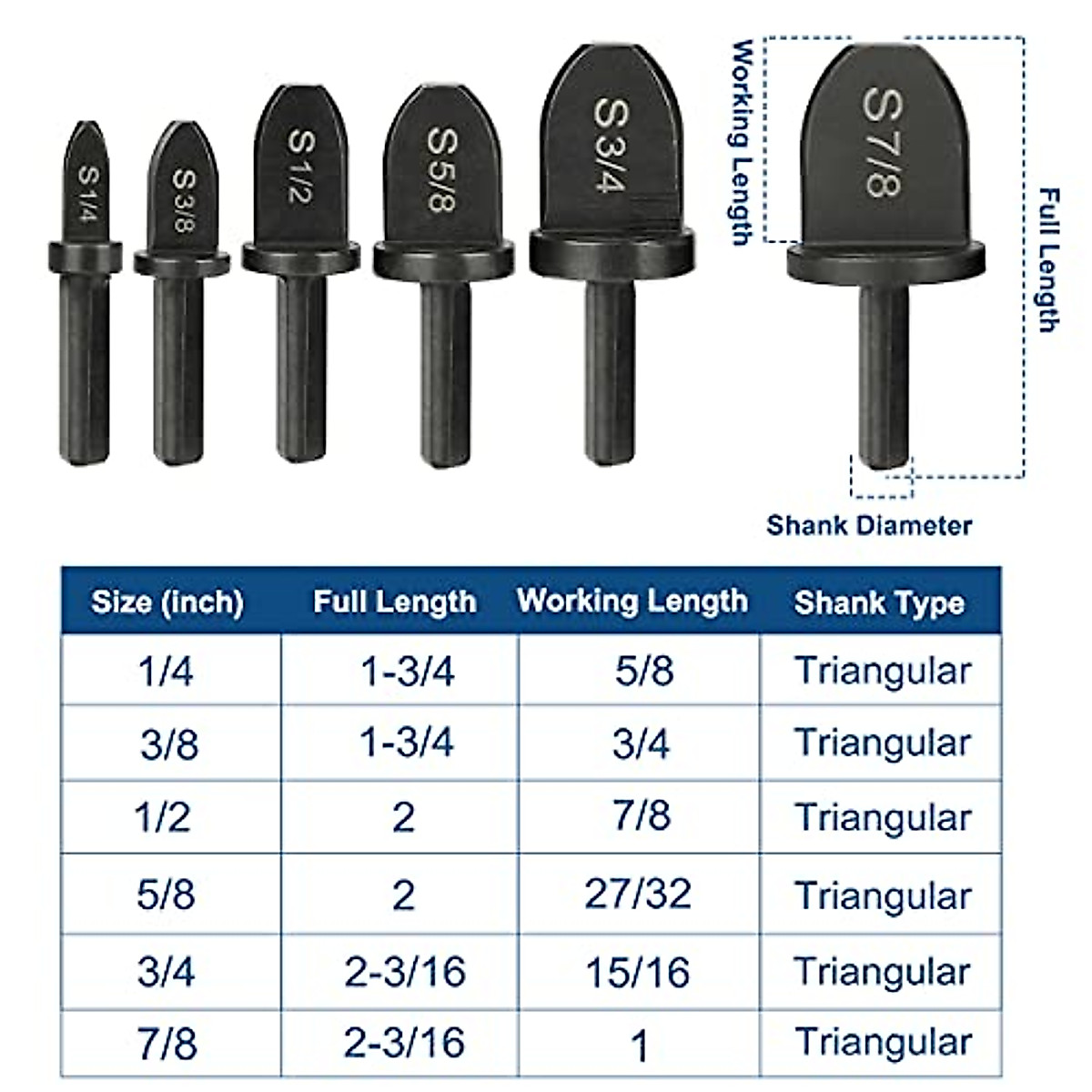 SeonFook 6pcs HVAC Tools Swaging Tool Drill Bit Set Flaring Tool Drill Bits Portable Air Conditioner Copper Pipe Tube Expander Repairing Set with 7/8'', 3/4'', 5/8'', 1/2'', 3/8'', 1/4'' Bits