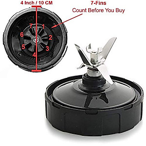 NLSD Replacement Parts Blender Blade Assembly Fits Nutri Ninja Auto-iQ BL480-30 BL482 BL681A-30 BL682 BL640 (7 Fins)