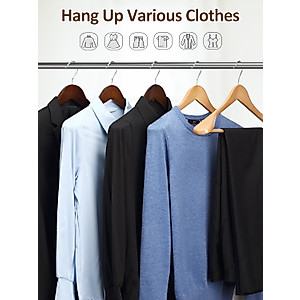 AMKUFO Wide Shoulder Wooden Hangers 8 Pack Coat Hangers with Non Slip Pants Bar, Heavy Duty Suit Hangers Wood Clothes Hangers with Smooth Finish 360° Swivel Hook for Sweater Jackets Shirts Walnut