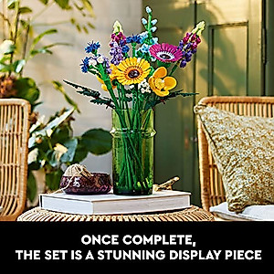 LEGO Icons Wildflower Bouquet 10313 Set - Artificial Flowers with Poppies and Lavender, Adult Collection, Unique Home Décor, Botanical Piece for Wife, Spring Flowers