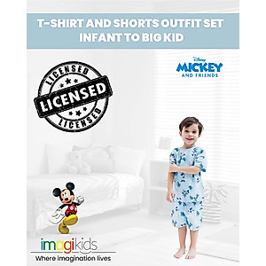 Disney Mickey Mouse Infant Baby Boys French Terry Graphic T-Shirt and Shorts Outfit Set Blue 18 Months
