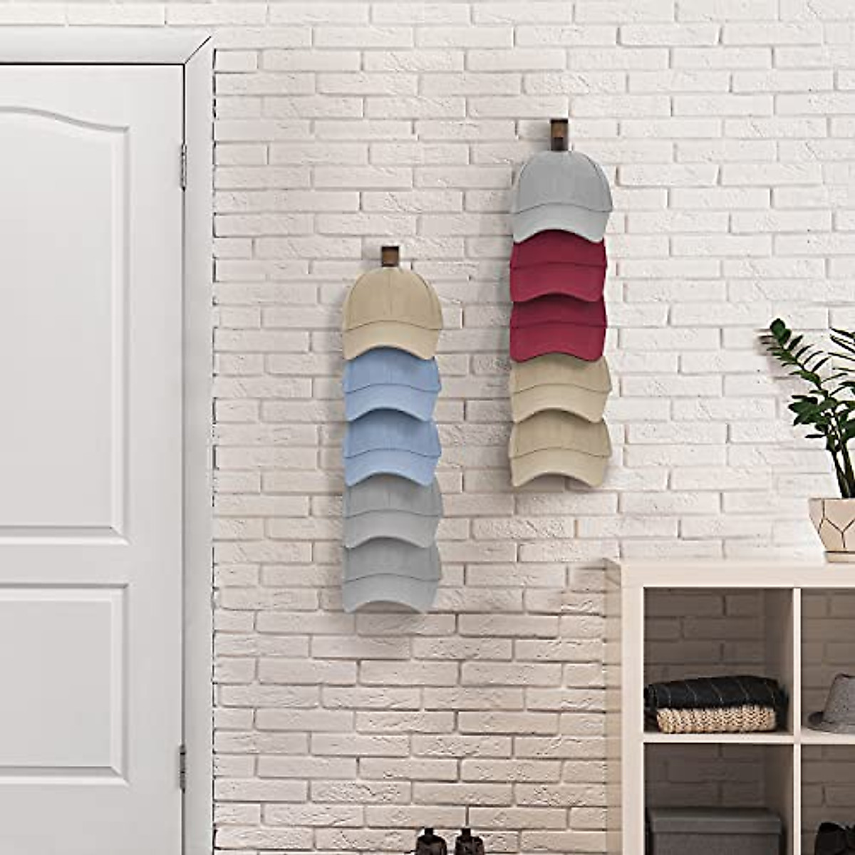 keletop Hat Rack for Wall Baseball Cap Organizer Hanger (2 Pack) Modern Wooden Hat Holder Wall-Mounted Caps Display for Closet Door Bedroom Entryroom Laundry (Brown) …