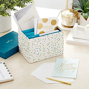 Hallmark All Occasion Greeting Cards Assortment—48 Cards and Envelopes with Organizer Box (Polka Dots)—Birthday/ Baby Shower / Sympathy / Thinking of You and Thank You Cards