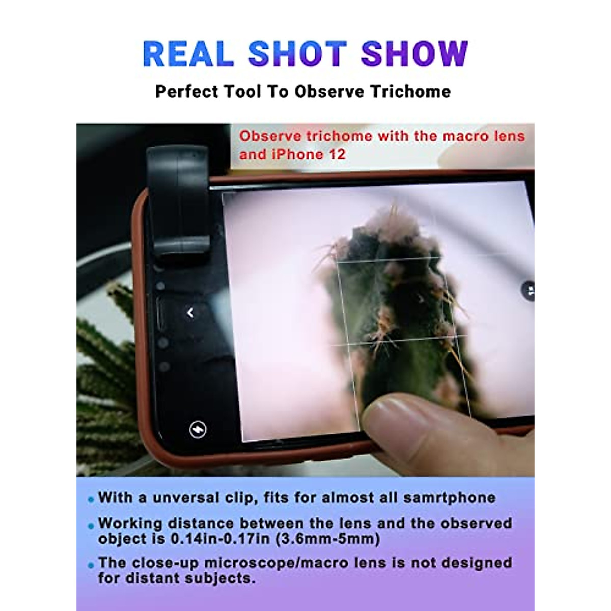 APEXEL Phone Microscope, Pocket Microscope iPhone Camera Lens Attachment Microscope 100X Microscopes With Universal Clip Fits for All Smartphone Portable Micro Loupe Lens for Kids Adults Trichome Coin