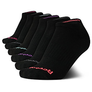Reebok Women's Athletic Socks - Performance Low Cut Socks (6 Pack), Size 4-10, All Black