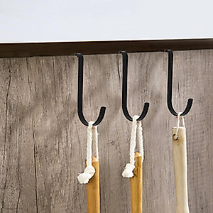 Vkinman 20 Pcs J Shaped Hook, Black Snap-On Hooks, Stainless Steel Clip-on Hook, Hanging Sink Grid Hook, Heavy Duty Wire Rack Hook for Kitchen, Bedroom, Office