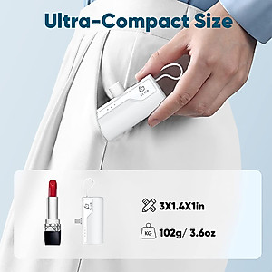 Gankoii iPhone Portable Charger 5000mAh, Mini Power Bank Battery Pack Phone Backup Charger, Small Portable Charger Compatible with iPhone 14/13/ 12/11/ XS Max/XR/X, AirPods, White