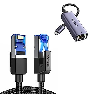 UGREEN [10FT Cat8 Ethernet Cable Bundle with USB C to Ethernet Adapter